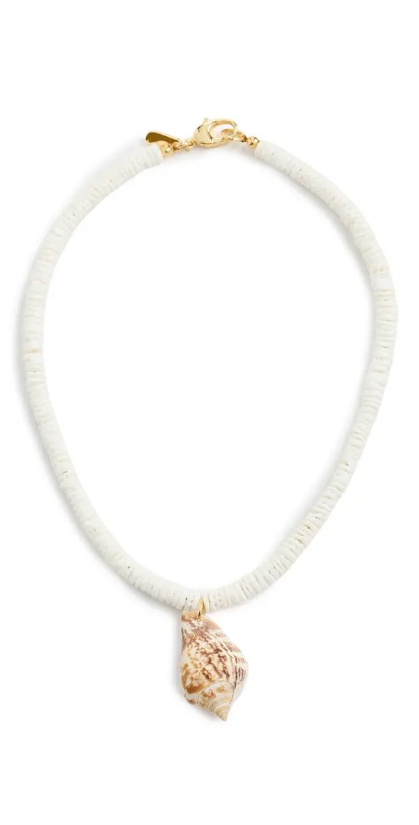 LOGAN TAY Shell Pendant Beaded Necklace - White