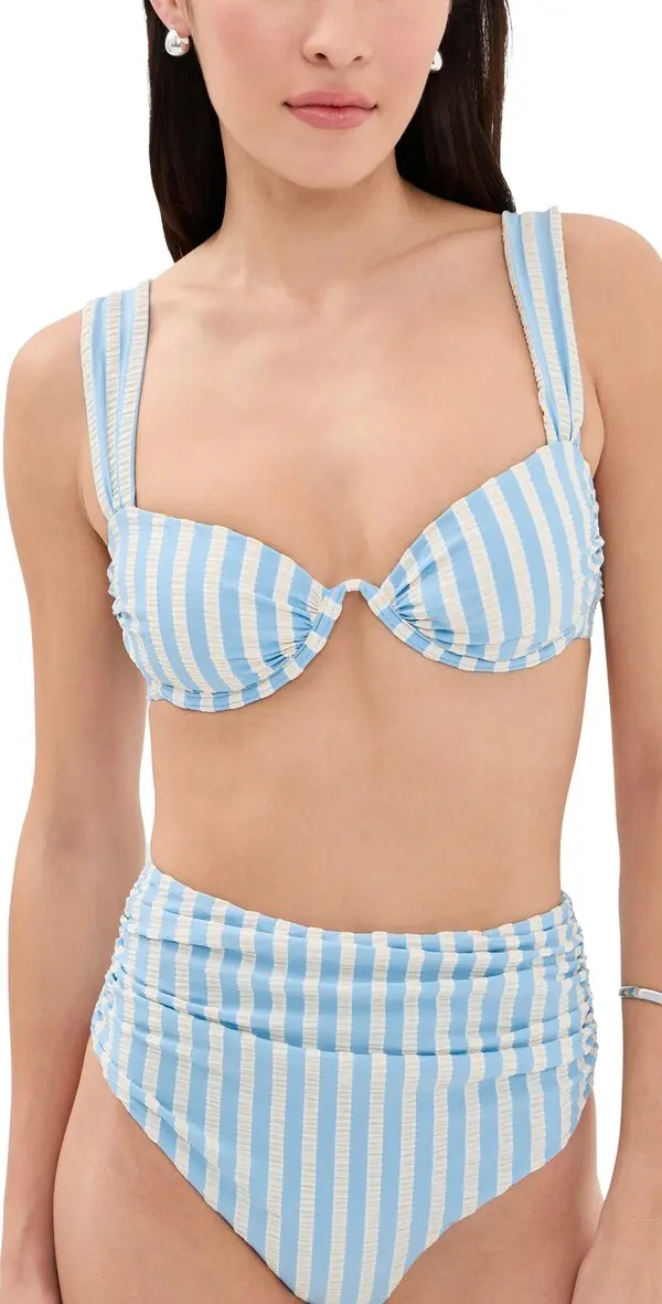 Simkhai Anniston Bikini Top - Hydrangea Blue Stripe