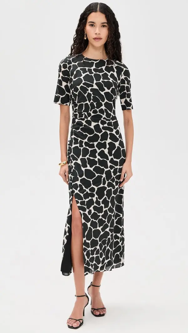 LA LIGNE Ruched Side Print Dress