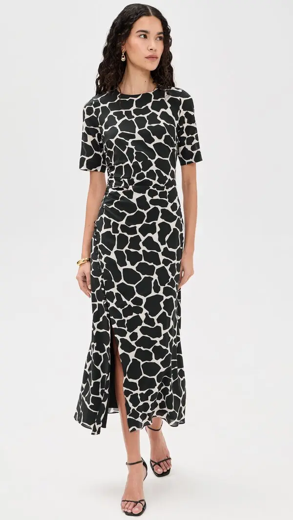 LA LIGNE Ruched Side Print Dress