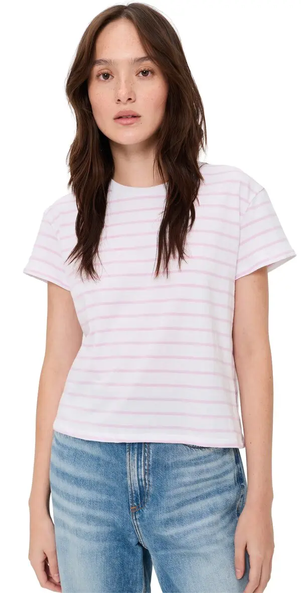 PERFECTWHITETEE Everett Stripe Boxy Crew Neck Tee