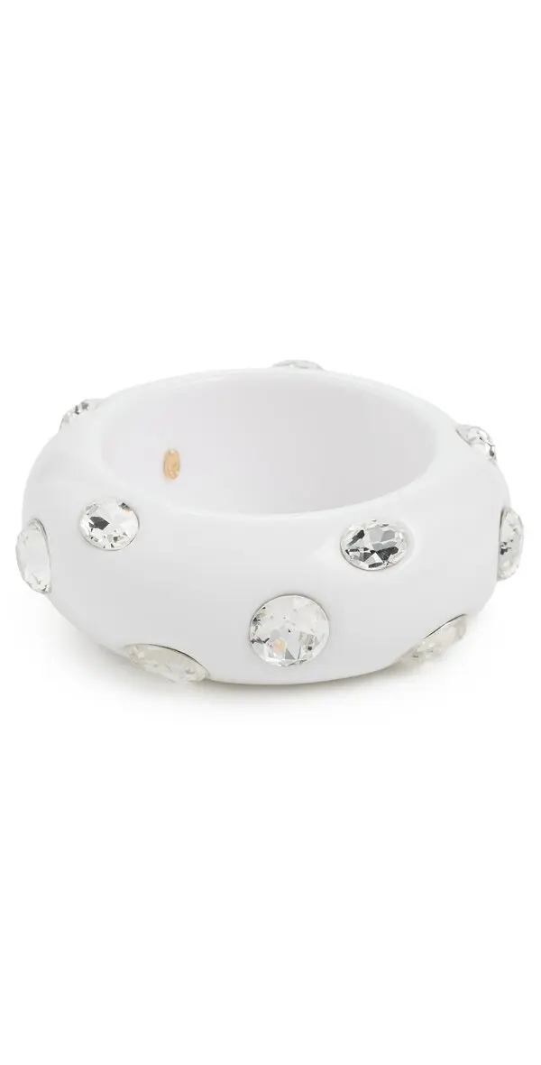 KENNETH JAY LANE Crystal Stones Domed Bangle - White/crystal