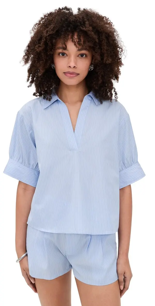 FRAME The Striped Popover Top