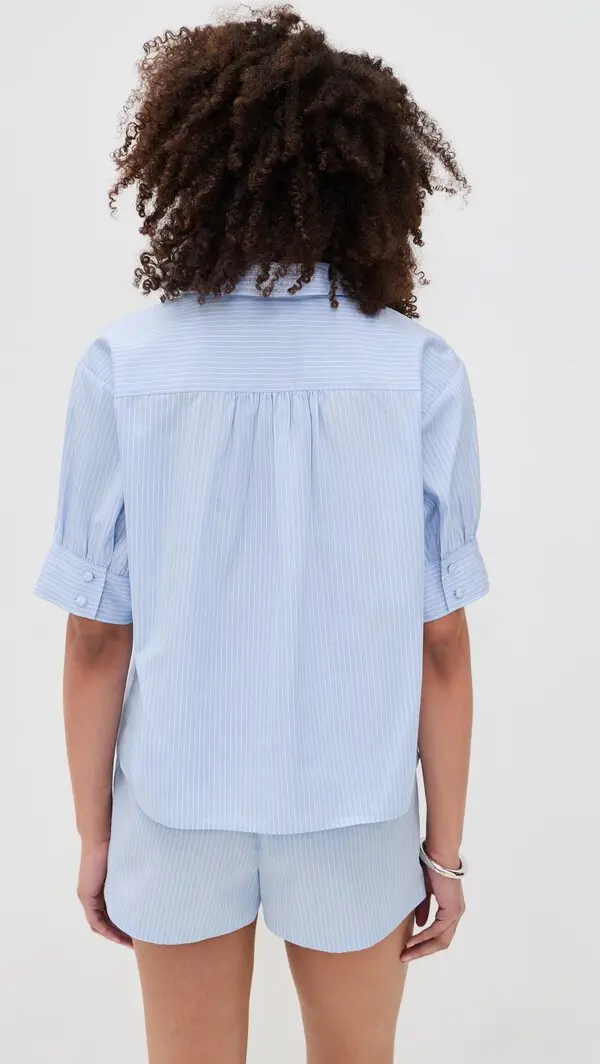 FRAME The Striped Popover Top