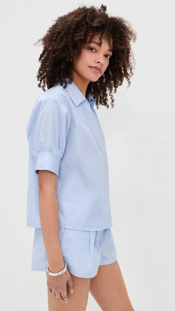 FRAME The Striped Popover Top