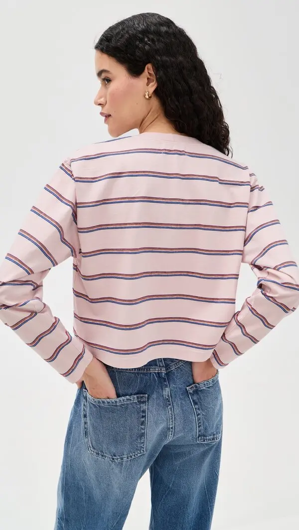 STATE & LAKE Striped Crewneck Tee - Pink