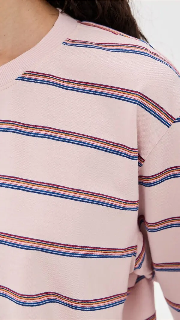 STATE & LAKE Striped Crewneck Tee - Pink