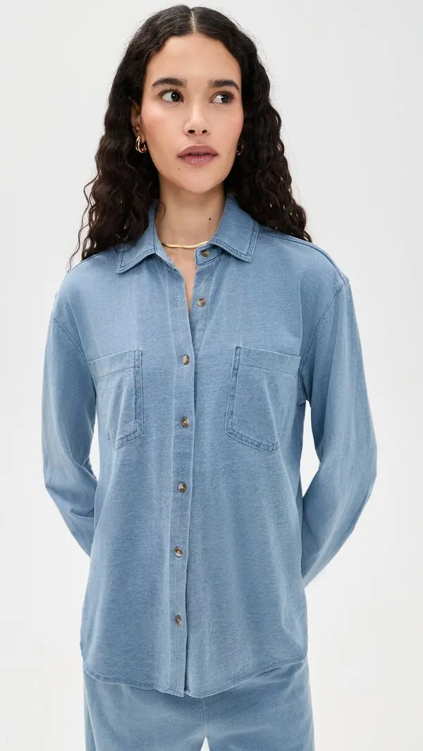 Z Supply Jersey Denim Button Up