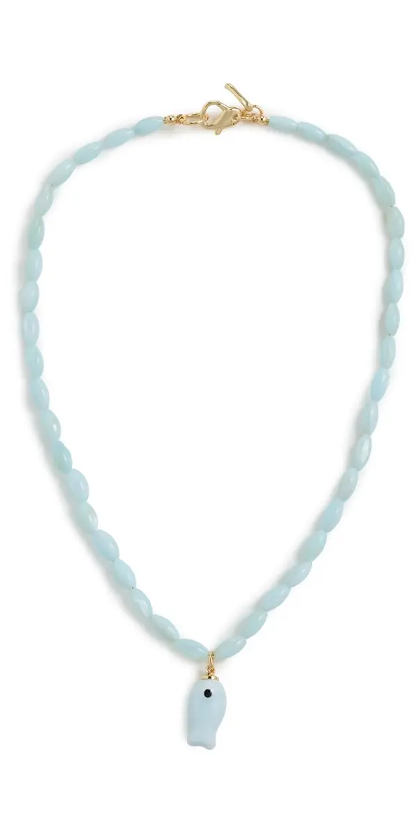 LOGAN TAY Light Beaded Fish Pendant Necklace - Blue