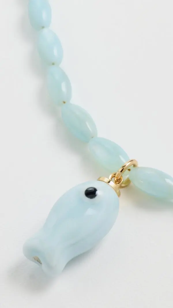 LOGAN TAY Light Beaded Fish Pendant Necklace - Blue