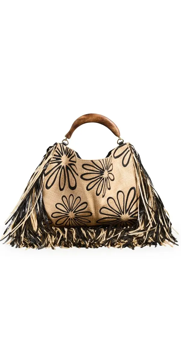 Farm Rio Fringed Raffia Mini Bag - Melange L0160