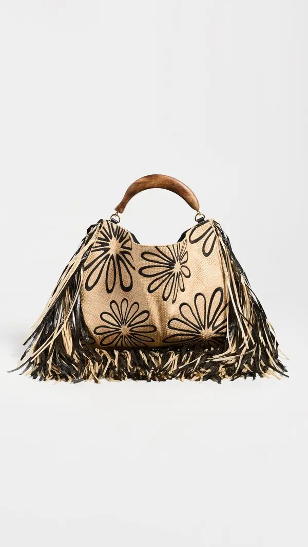 Farm Rio Fringed Raffia Mini Bag