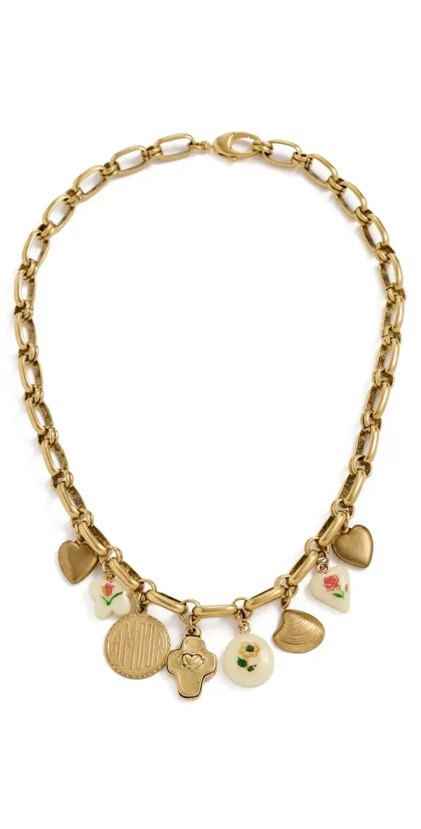LOGAN TAY Floral Charm Necklace - Gold