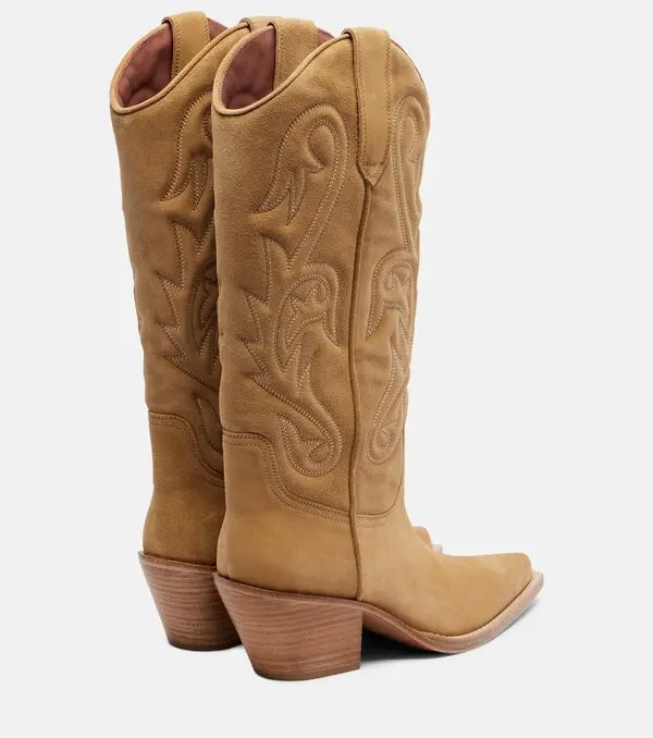 Paris Texas Dakota Suede Cowboy Boots - Beige