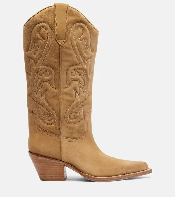 Paris Texas Dakota Suede Cowboy Boots - Beige