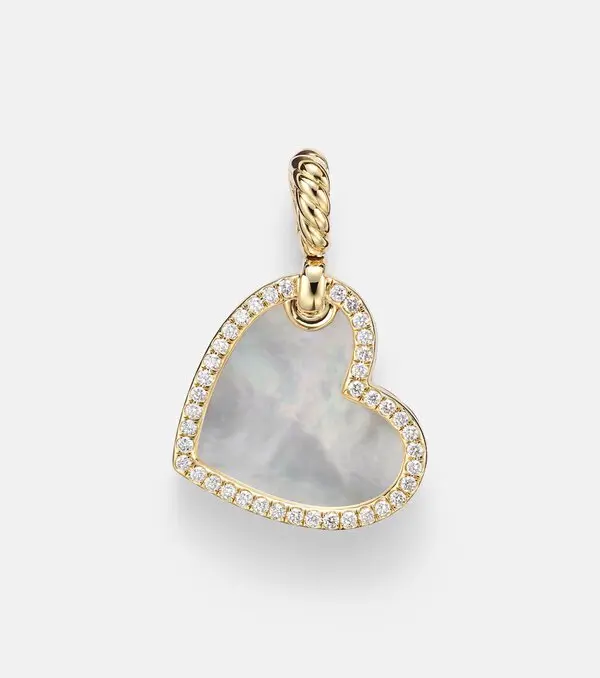 David Yurman Dy Elements Heart Pendant With Diamonds And Pearl - Gold