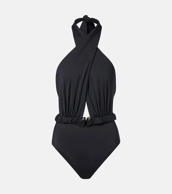 Johanna Ortiz Halterneck One-piece Swimsuit - Black