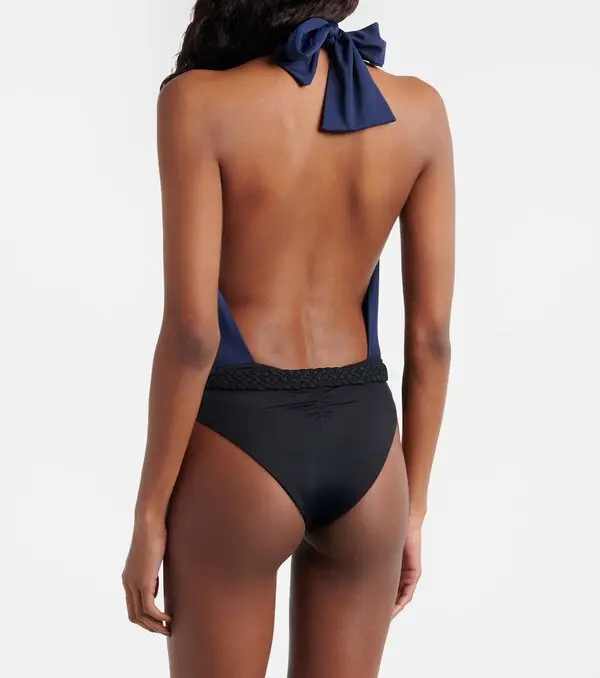 Johanna Ortiz Halterneck Swimsuit With Detachable Belt - Blue
