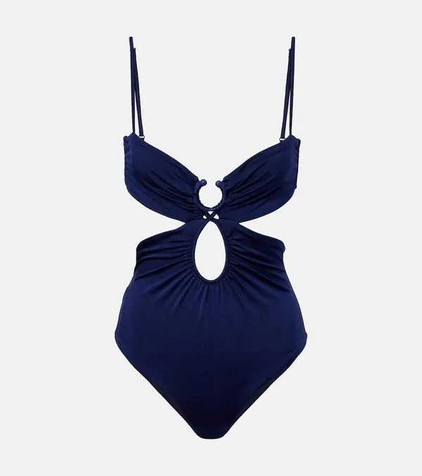 Johanna Ortiz One Shoulder Ruched Swimsuit - Blue