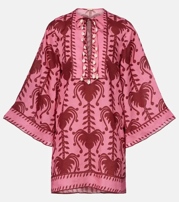 Johanna Ortiz Wild Savannah Printed Linen Tunic - Pink