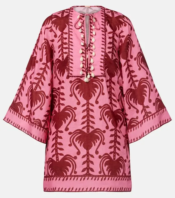 Johanna Ortiz Printed Linen Tunic - Pink