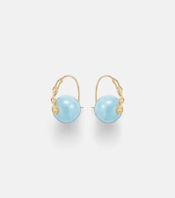 SYDNEY EVAN 14kt Gold Earrings With Diamonds And Aquamarines - Blue