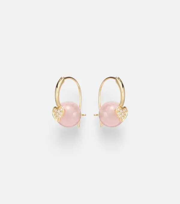 SYDNEY EVAN 14kt Gold Earrings With Diamonds And Morganites - Pink