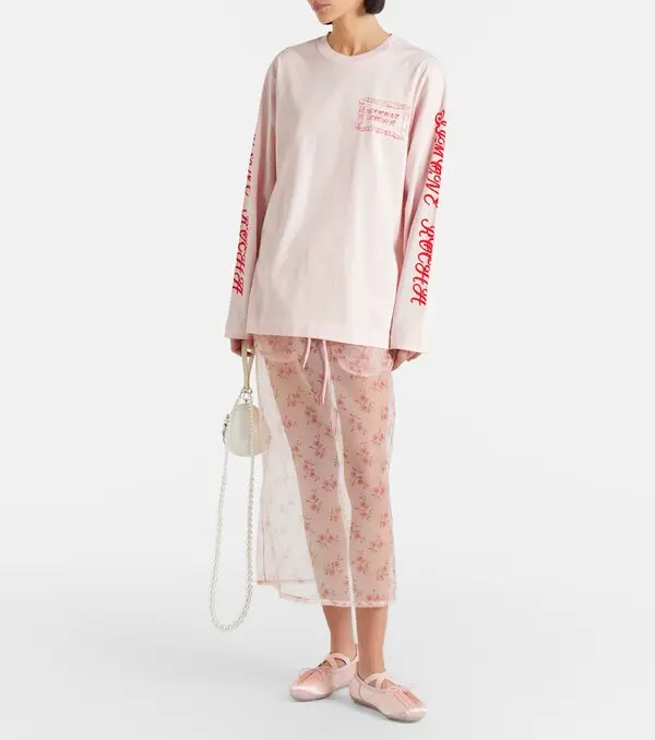Simone Rocha Printed Cotton Jersey T-shirt - Pink