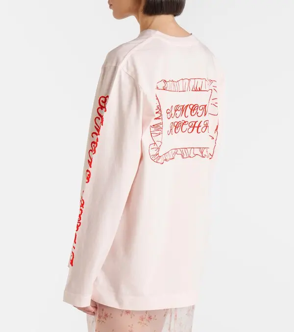 Simone Rocha Printed Cotton Jersey T-shirt - Pink