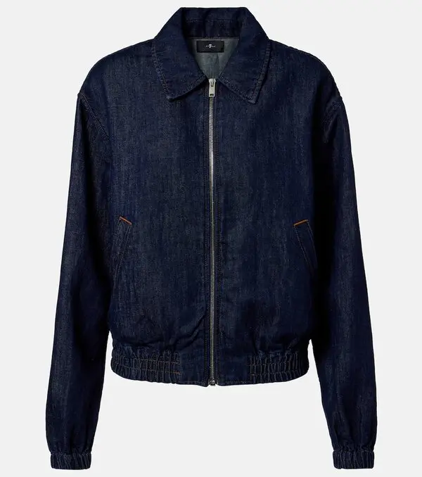7 For All Mankind Denim Bomber Jacket - Blue