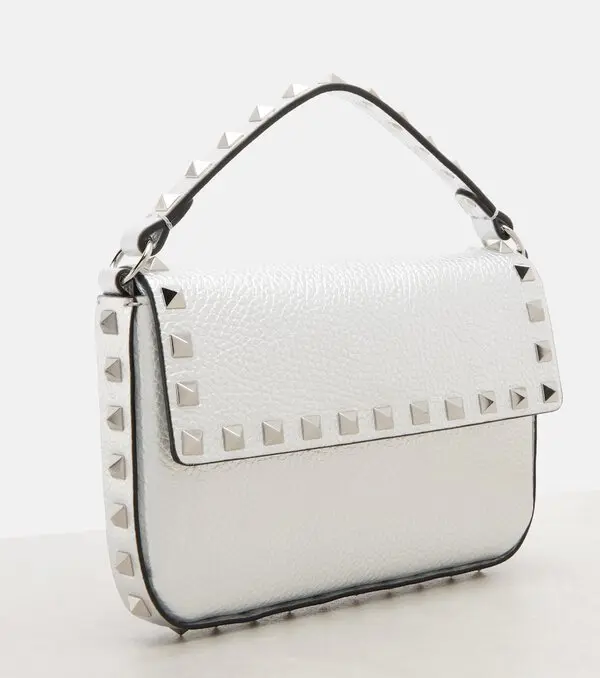 Valentino Garavani Rockstud Small Metallic Leather Top-handle Bag