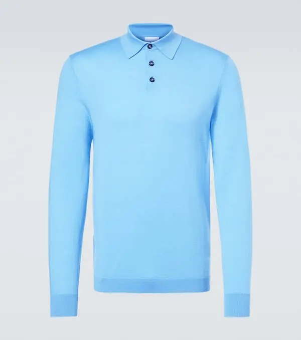ALLUDE Virgin Wool Polo Sweater - Blue