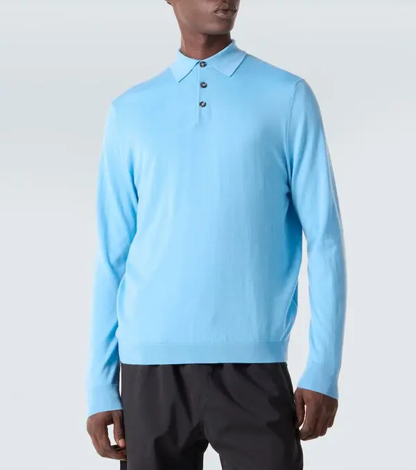 ALLUDE Virgin Wool Polo Sweater - Blue