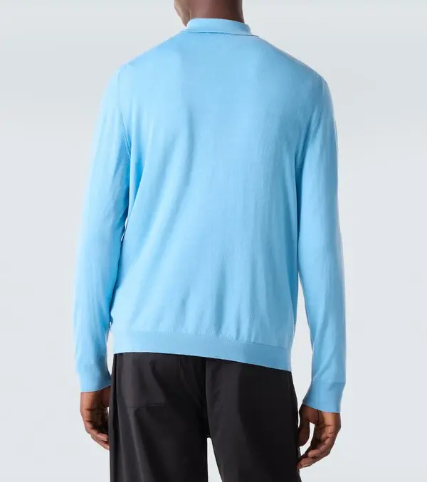 ALLUDE Virgin Wool Polo Sweater - Blue
