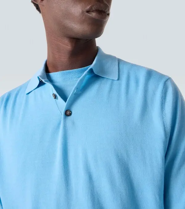 ALLUDE Virgin Wool Polo Sweater - Blue