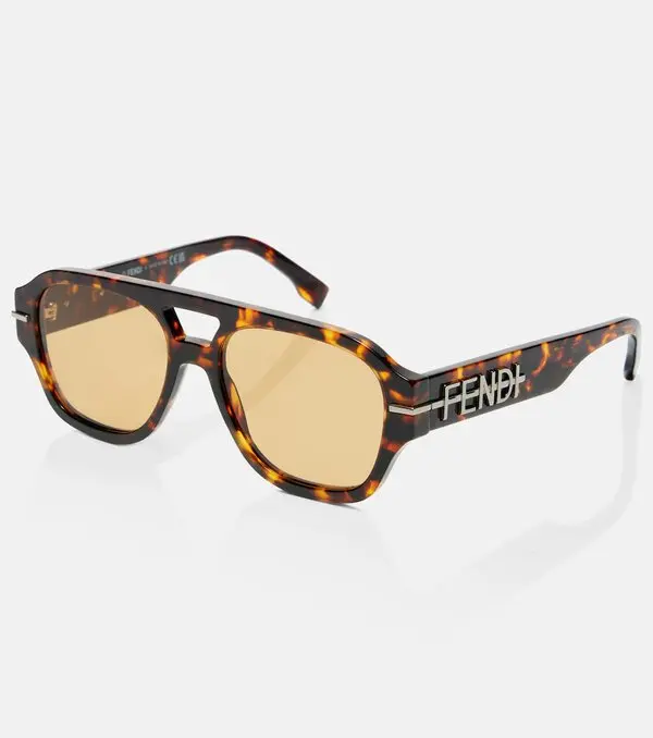Fendi Graphy Aviator Sunglasses - Brown