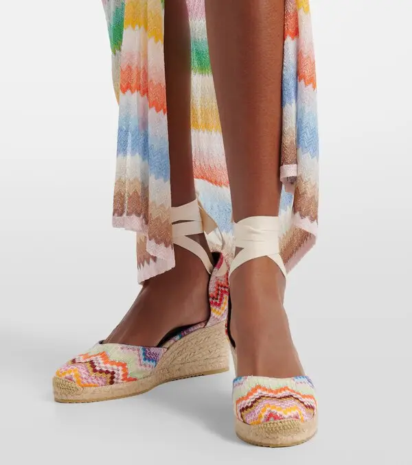 Missoni Eva 60 Zigzag Lamé Espadrille Wedges - Multicoloured