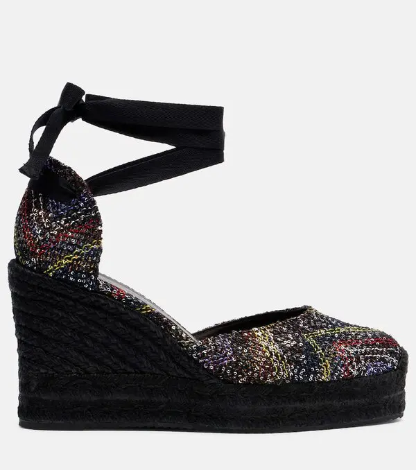 Missoni Eva 80 Sequined Espadrille Wedges - Multicoloured