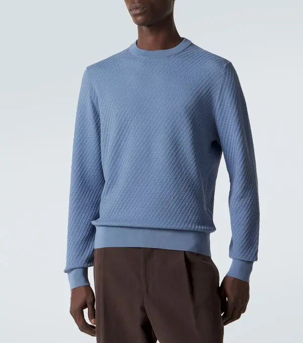 Canali Cotton And Silk Crewneck Sweater - Blue