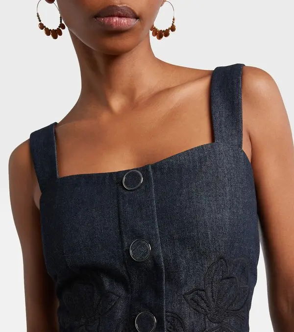 Veronica Beard Mirielle Cotton Chambray Top - Blue