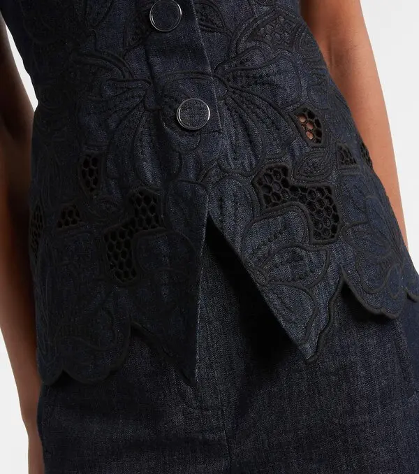 Veronica Beard Mirielle Cotton Chambray Top - Blue