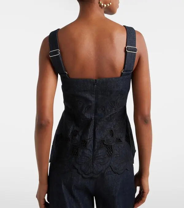 Veronica Beard Mirielle Cotton Chambray Top - Blue