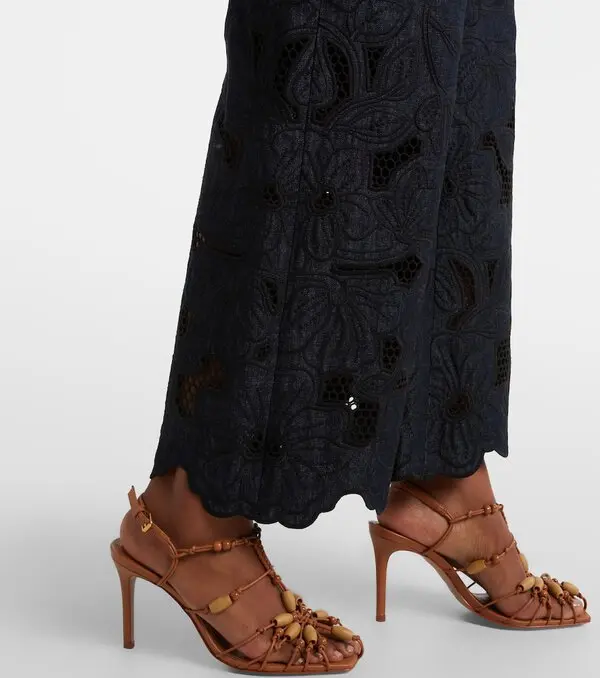 Veronica Beard Osborne Cotton Chambray Wide-leg Pants
