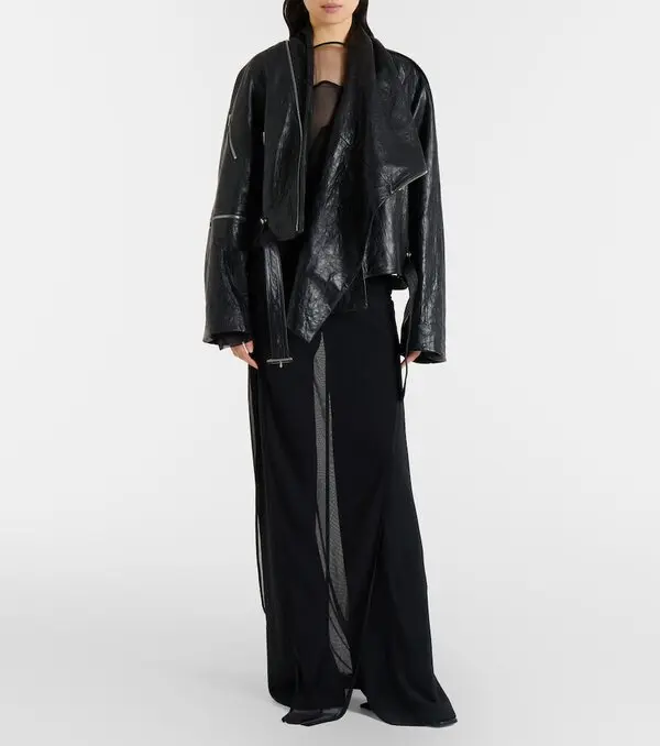 Rick Owens Light Leather Biker Jacket - Black