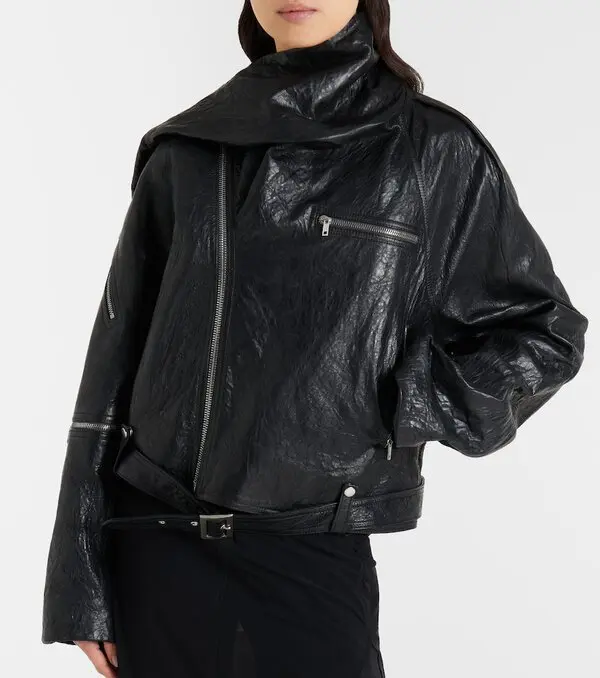 Rick Owens Light Leather Biker Jacket - Black