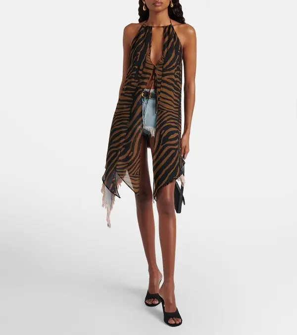 Blumarine Printed Asymmetric Halterneck Top