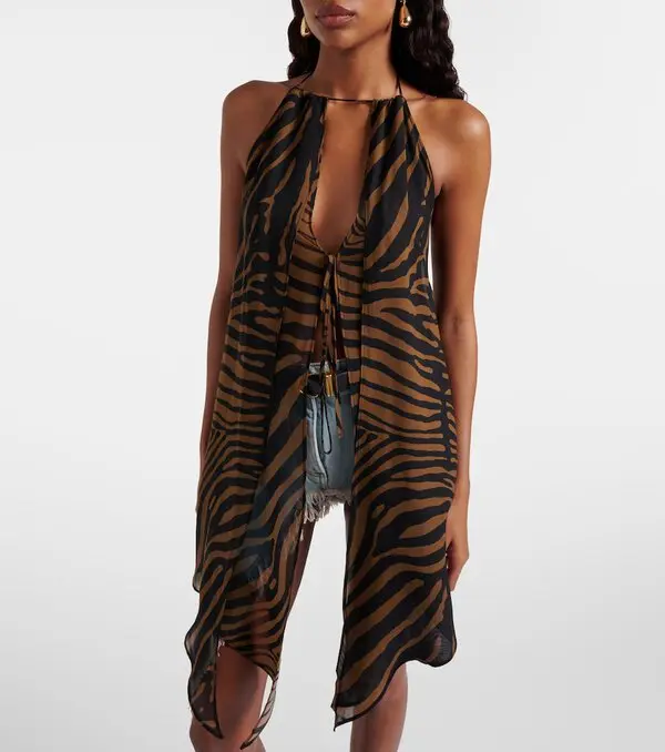 Blumarine Printed Asymmetric Halterneck Top