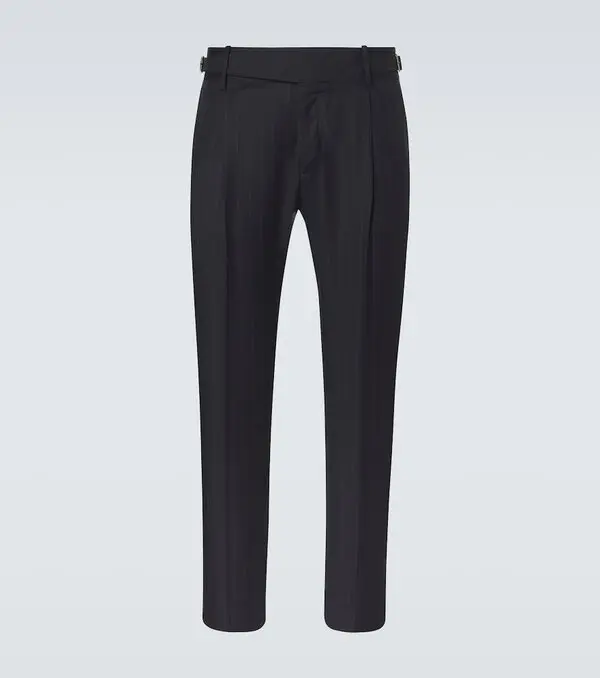 Dolce & Gabbana Chalk Stripe Virgin Wool Slim Pants - Blue