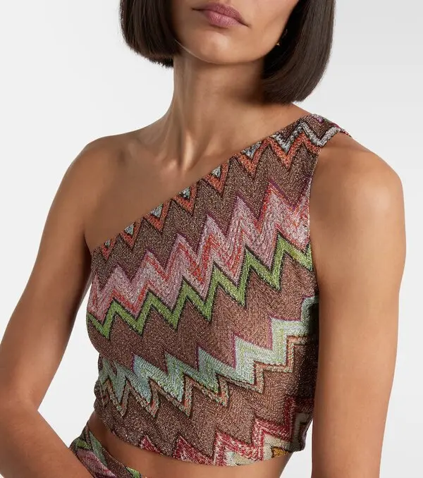 Missoni Zigzag One-shoulder Lamé Top - Multicoloured