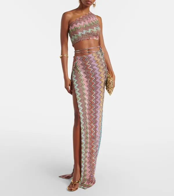 Missoni Zigzag One-shoulder Lamé Top - Multicoloured